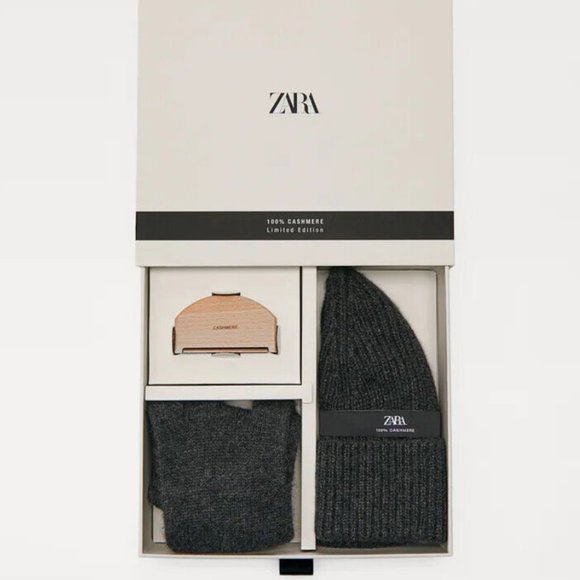Zara | Accessories | Zara Gift Set 0 Cashmere Hat Gloves Limited ...